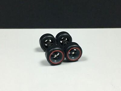 R120 Hot Wheels 1/64 SET 4 Spoke Grey Redline, RUBBER TIRE REAL RIDER ...