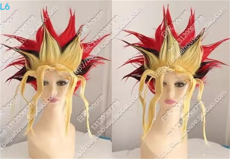Yu-Gi-Oh Anime Yugi Muto Gradient Wig Afro Style Hairpieces Hairnet ...