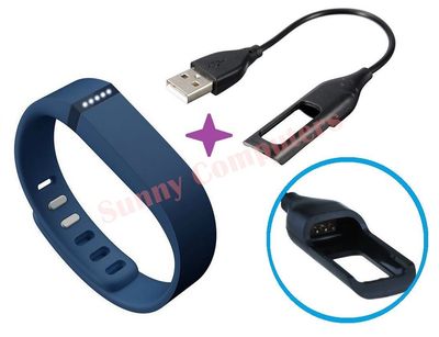 Wristband With Metal Clasp USB Charger Cable For Fitbit Flex Pedometer ...