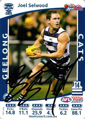 Signed 2012 GEELONG CATS AFL Card JOEL SELWOOD | eBay Australia