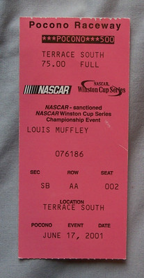 2001 POCONO 500 TICKET STUB 6/17/01 | eBay