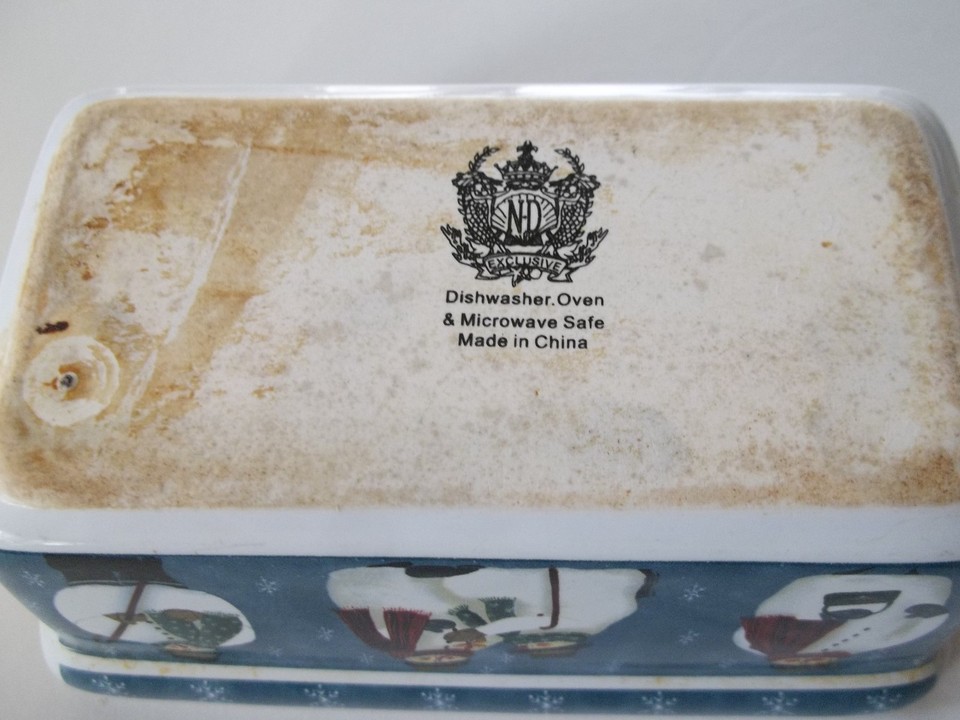 Snowman and Winter Scene holiday ceramic mini loaf pan/dish | eBay