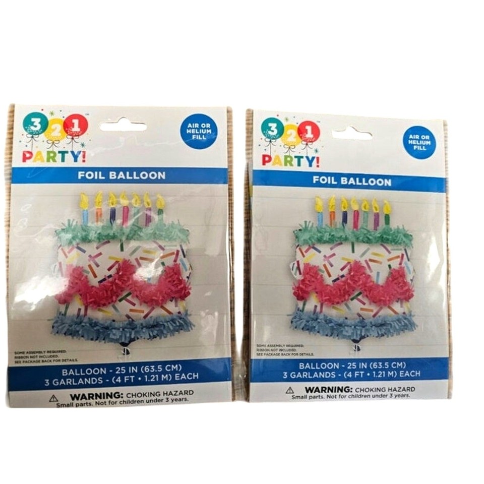 321 Party! Giant Foil Sprinkles Cake Shapes Balloon w/ Tissue Festoon ...