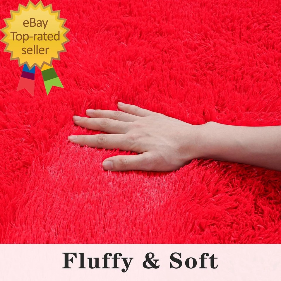 Super Fluffy Rug for Bedroom 4 6 Feet Modern Shag Red Area Rugs Soft ...