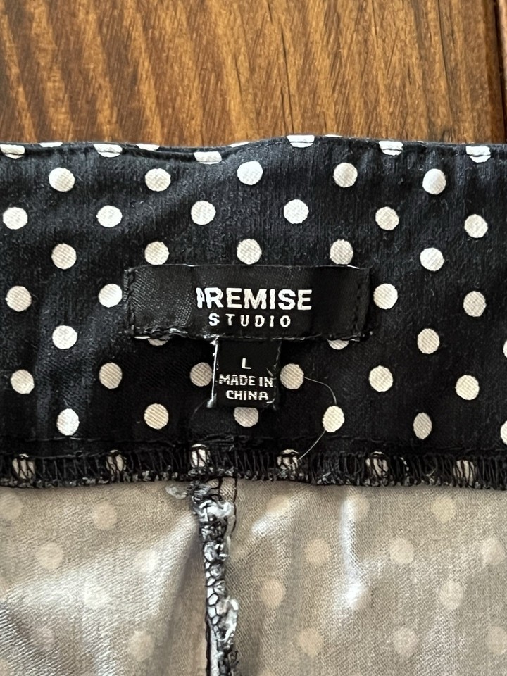 Premise Studio Black Polka Dot Bermuda Shorts Tummy Control Womens Sz L ...