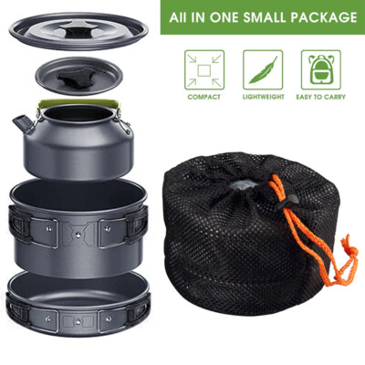 Portable Cookware Camping Hiking Stove Set Outdoor Picnic Bowl Pot ...