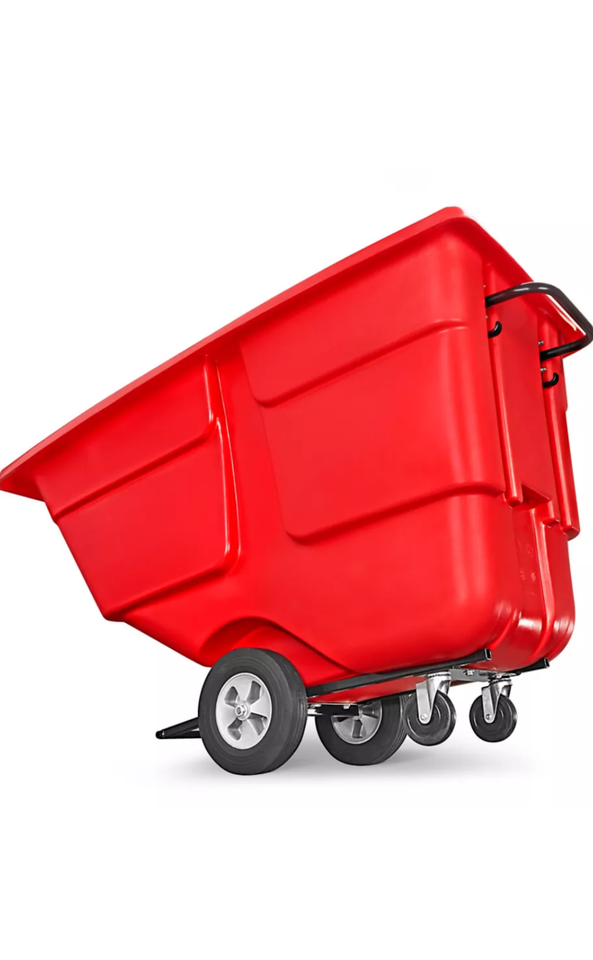 ULINE H-4184 Utility Tilt Truck - 1 Cubic Yard - RED Dump Cart Trash ...