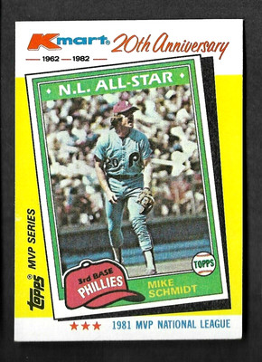 MIKE SCHMIDT 1982 TOPPS K-MART 20TH ANNIVERSARY 1981 MVP !! CARD #41 ...