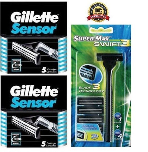 ^10 Gillette Sensor Razor Blades Cartridges Refills Shaver Handle Fit ...