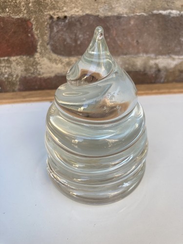 Clear Glass Bee Hive Cone Paperweight Spiral Tree Polished Bottom ...