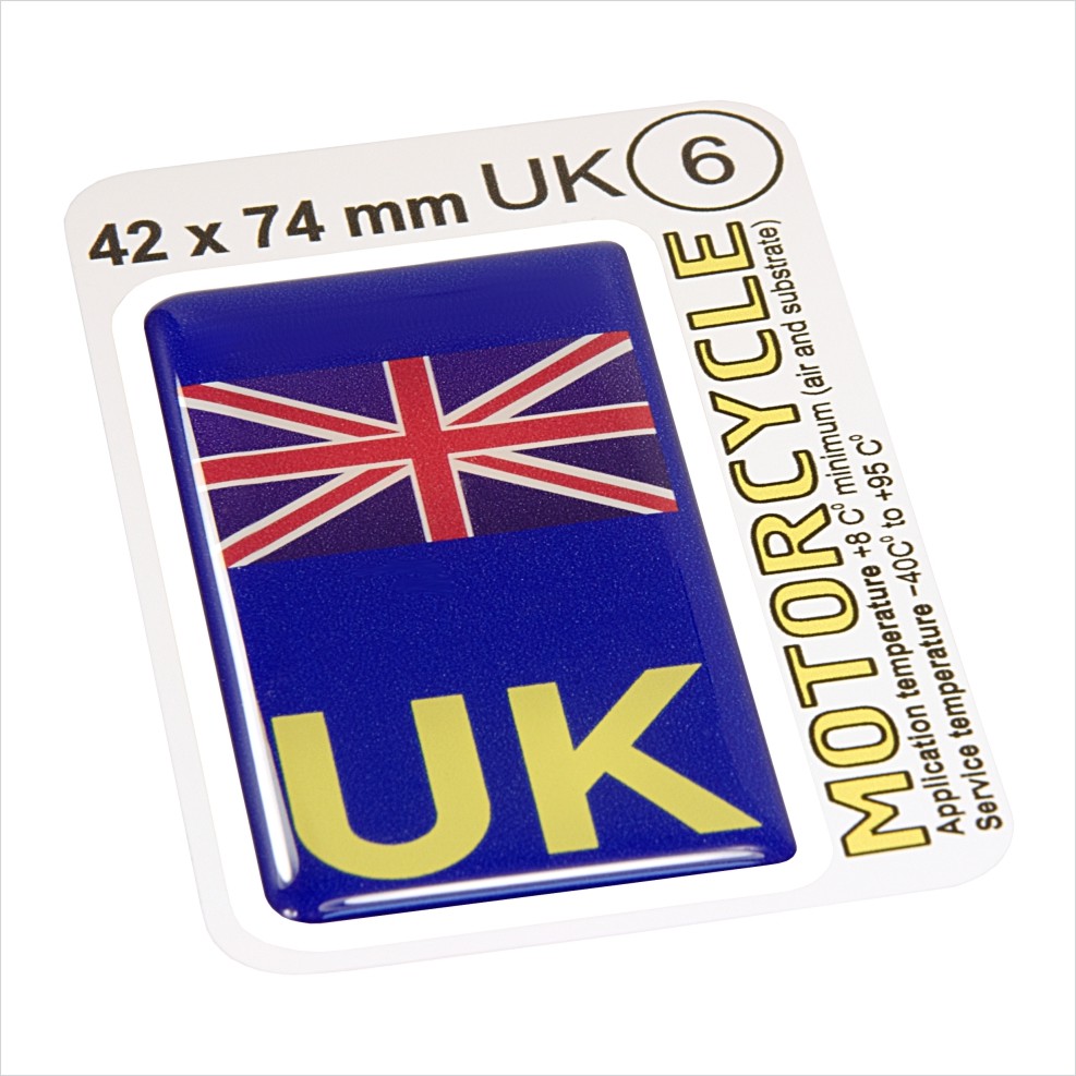 UK Union Jack NUMBER PLATE 3D GEL STICKER Motorcycles Resin Domed GB ...