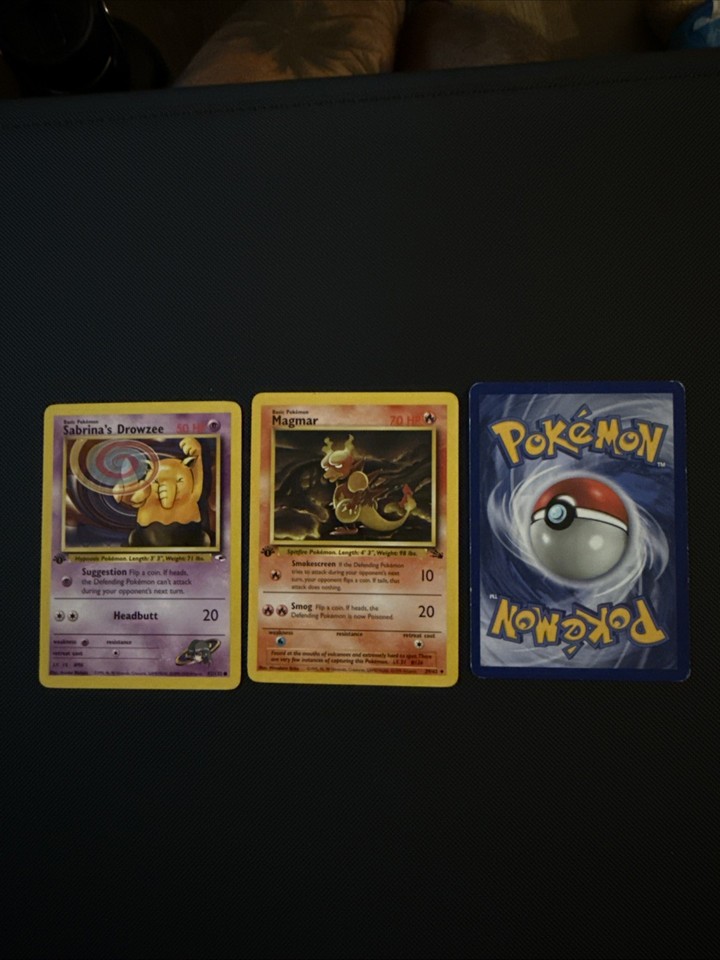 Sabrina's Drowzee 1st Edition Magmar Fossil 1st Edition Black Star Mew ...