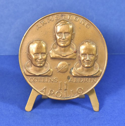 1969 Apollo 11 Moon Landing Bronze Medal with stand | eBay