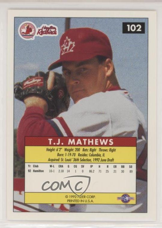 1992-93 Fleer Excel TJ Mathews #102 | eBay