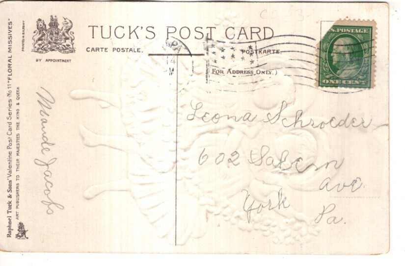 ANTIQUE VALENTINE Postcard (RAPHAEL TUCK) YOUNG LADIES IN LAVENDER ...