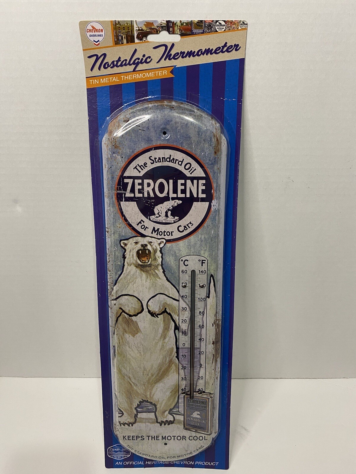 Nostalgic Thermometer Tin Metal ZERROLENE The Standard Oil For Motor ...