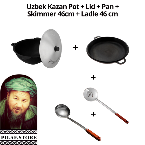 Uzbek Kazan Pot 12l. SET Kazan 12l, Aluminium Lid, Cast Iron Pan ...