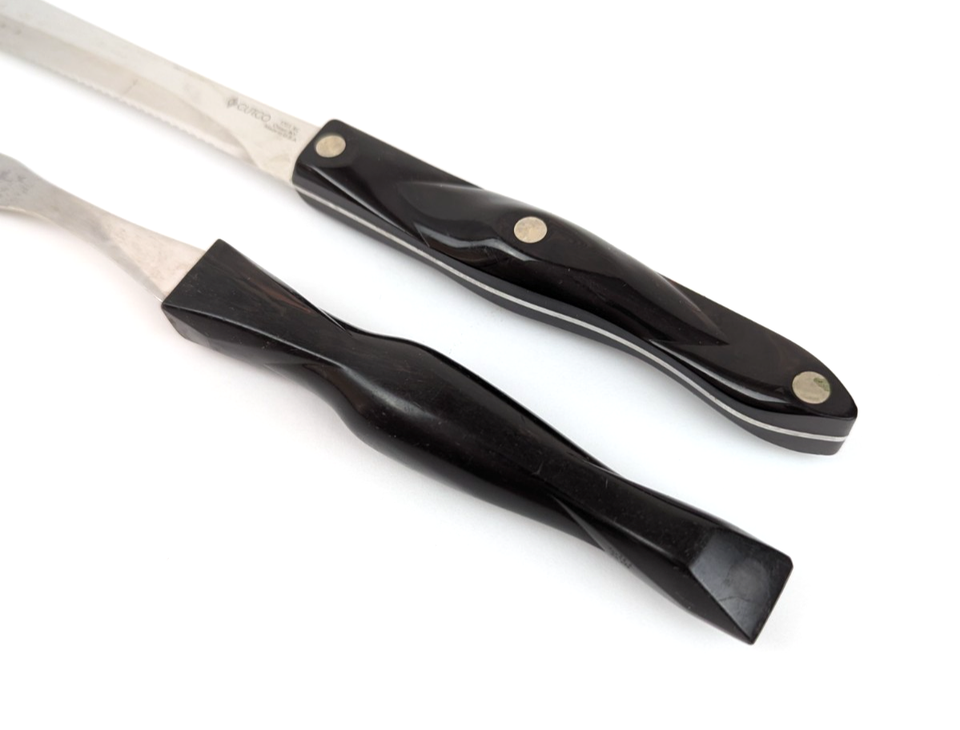 2 pc CUTCO Carving Set 1723 KC Knife 9" Blade and 1726 Fork Dark Brown ...