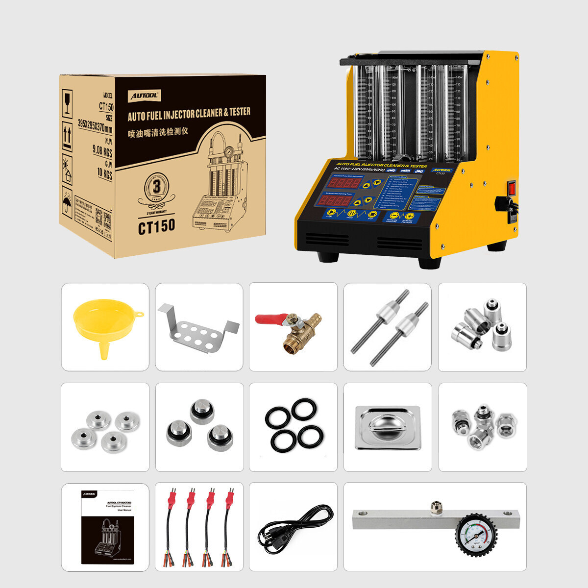 AUTOOL CT150 Fuel Injector Cleaner Tester Machine Tool Ultrasonic 4 ...