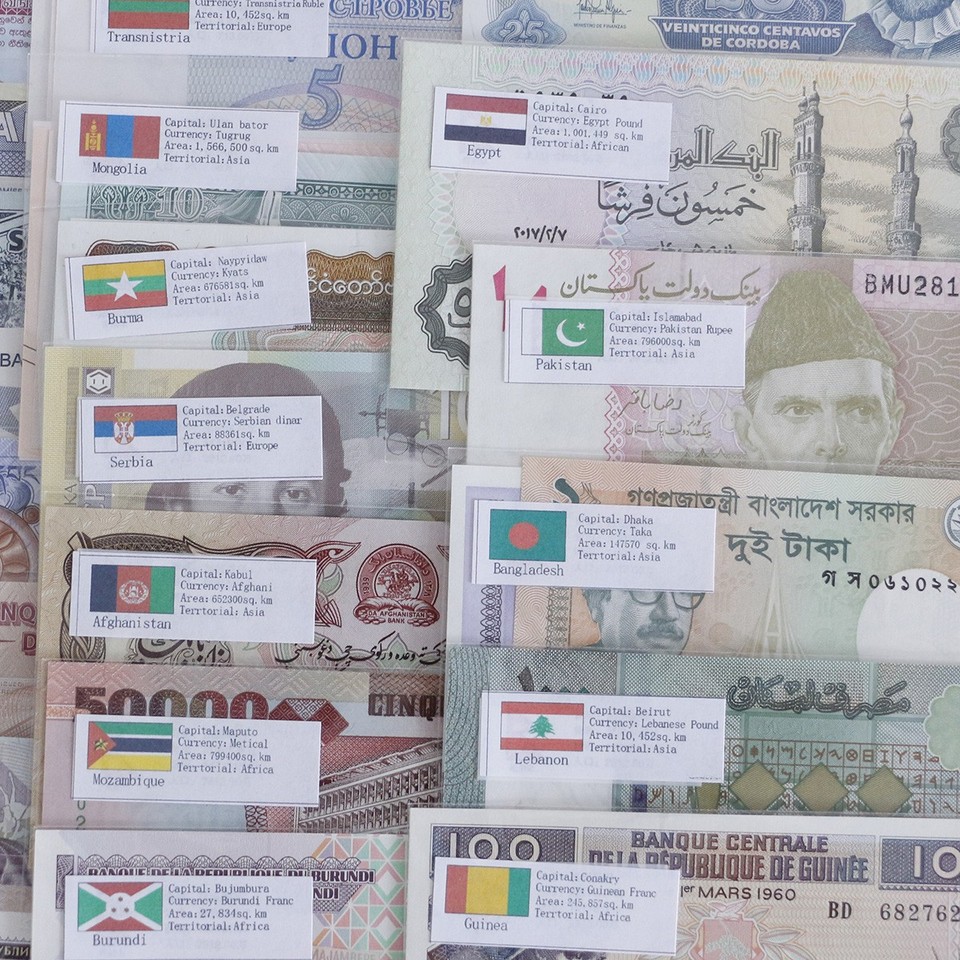 Lots 100 Different Paper Money UNC Collection 50 Countries World ...