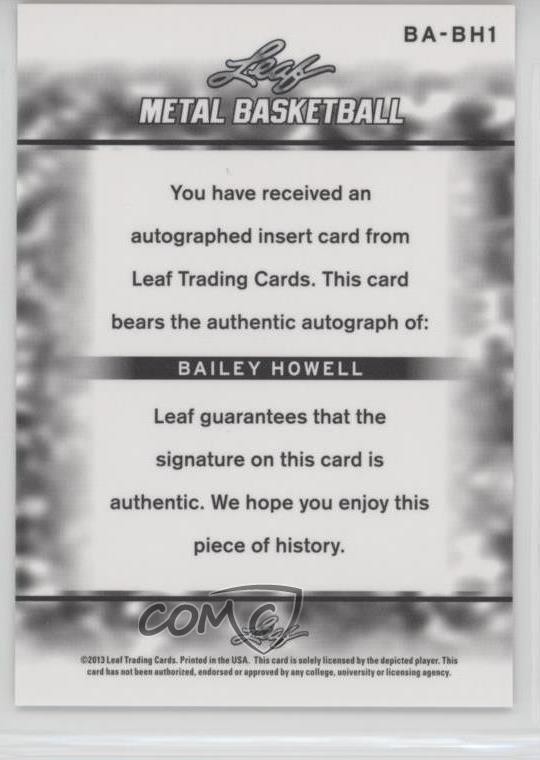 2012-13 Leaf Metal Bailey Howell #BA-BH1 Auto HOF | eBay