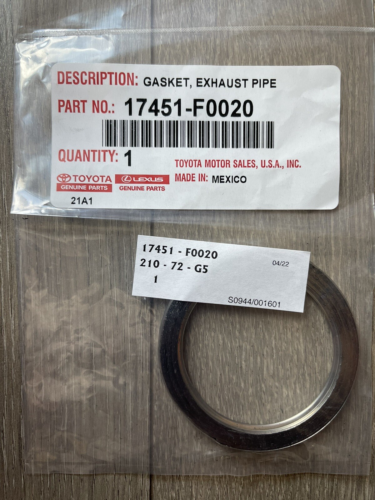 Genuine Toyota Muffler & Pipe Gasket 17451-F0020 for sale online | eBay