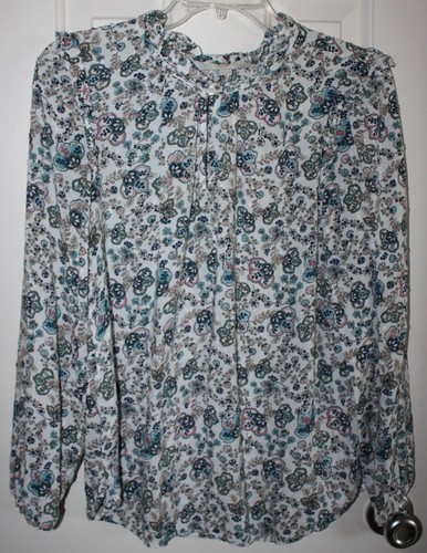 LOFT Women’s Vine Ruffle Split Neck Blouse Size Small Career & Casual Top | eBay