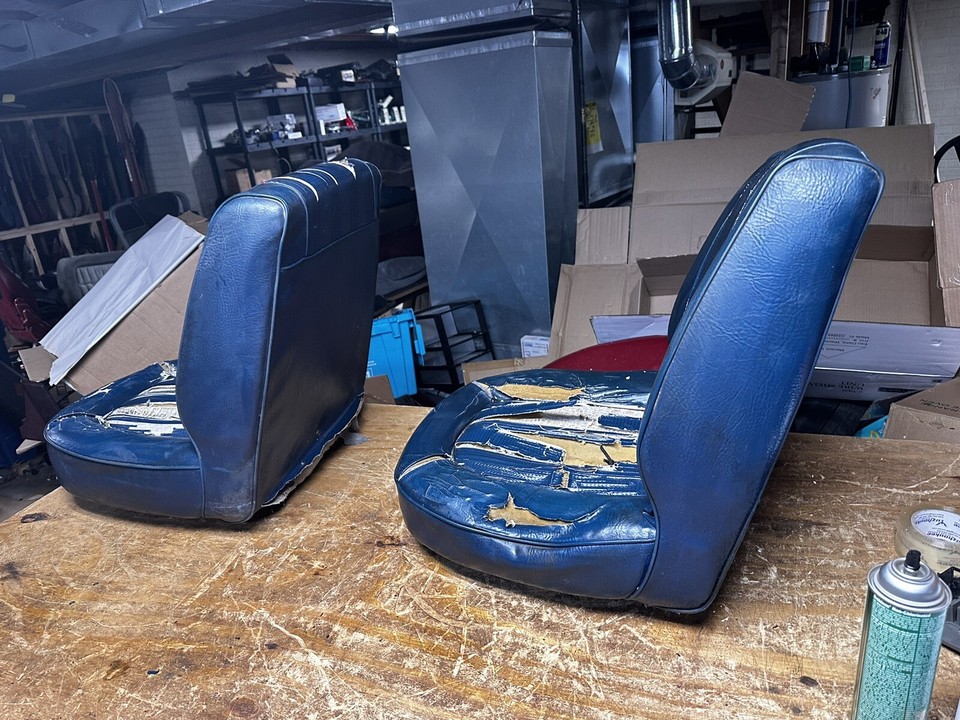 Vintage Ford Stationary Lowback Bucket Seat Cores W/Tracks | Blue ...
