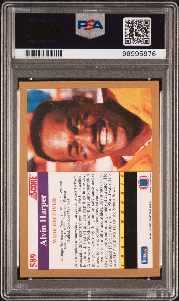 1991 SCORE #589 ALVIN HARPER ROOKIE PSA MINT-9 | eBay