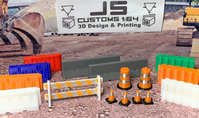 Construction Diorama 1:64 Scale - Barriers, Barrels, Cones, Barricades ...