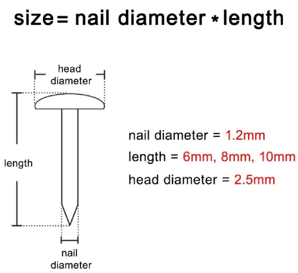 Asst Sizes Colours Brass Pins 1.2mm Nails Small Round Head Tack Wall ...