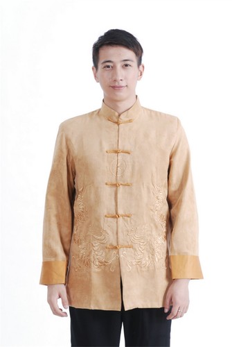 Mens Chinese Traditional Long Sleevs Costume Martial Art Kung Fu Tops ...