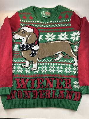 Ugly Christmas Sweater Daschund Dog red/green Wiener Wonderland - sz XS ...