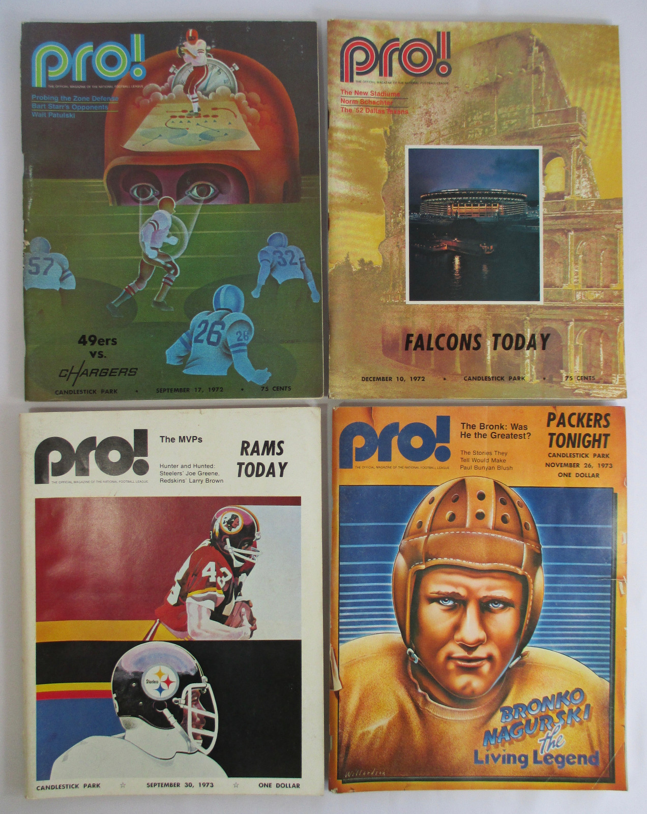 Lot of 4 1972 & 1973 49ers Pro! NFL Football Programs BRONKO NAGURSKI ...