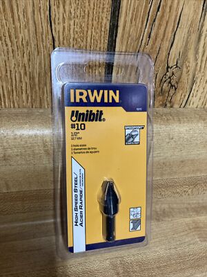 Irwin 10310 #10 Unibit Step Drill Bit, 1/2" 12.7mm, Speed Point HSS USA ...