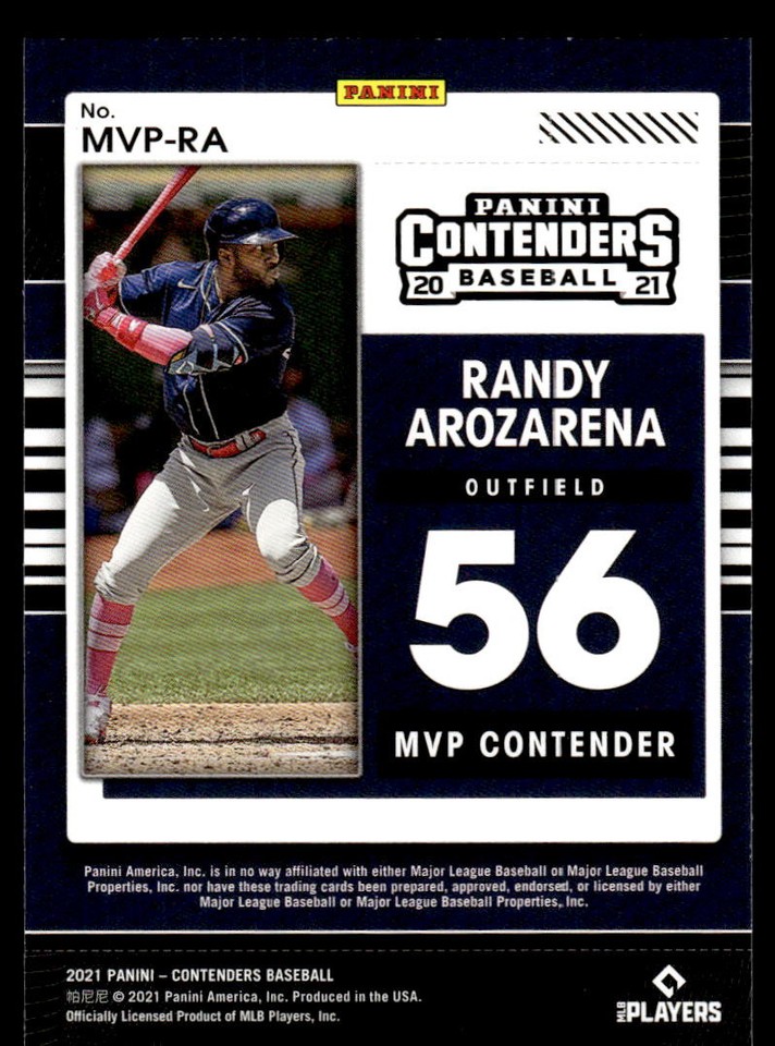 2021 Panini Contenders #MVP-RA Randy Arozarena MVP Contenders | eBay