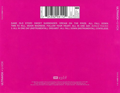 ULTRAVOX U-VOX CD UK EMI Gold 724352561124 + 5 Bonus Tracks Midge Ure ...