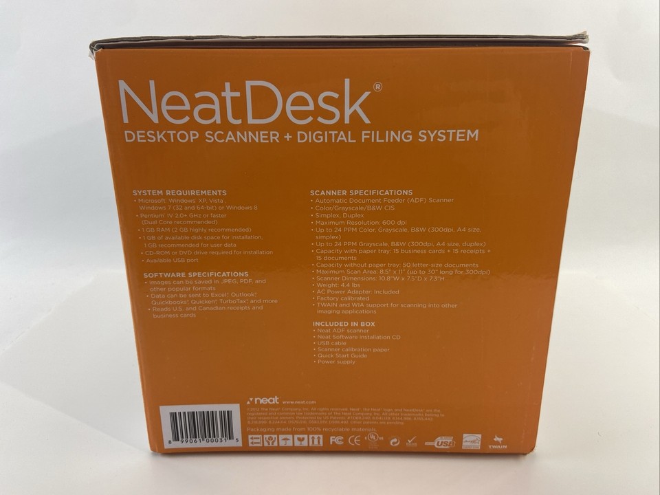 Neat Company NeatDesk Desktop Scanner and Digital Filing System ND-1000 ...