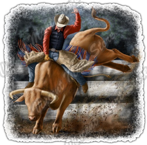 Bull Riding Western Cowboy Lasso Rodeo Texas Car Bumper Vinyl Sticker ...