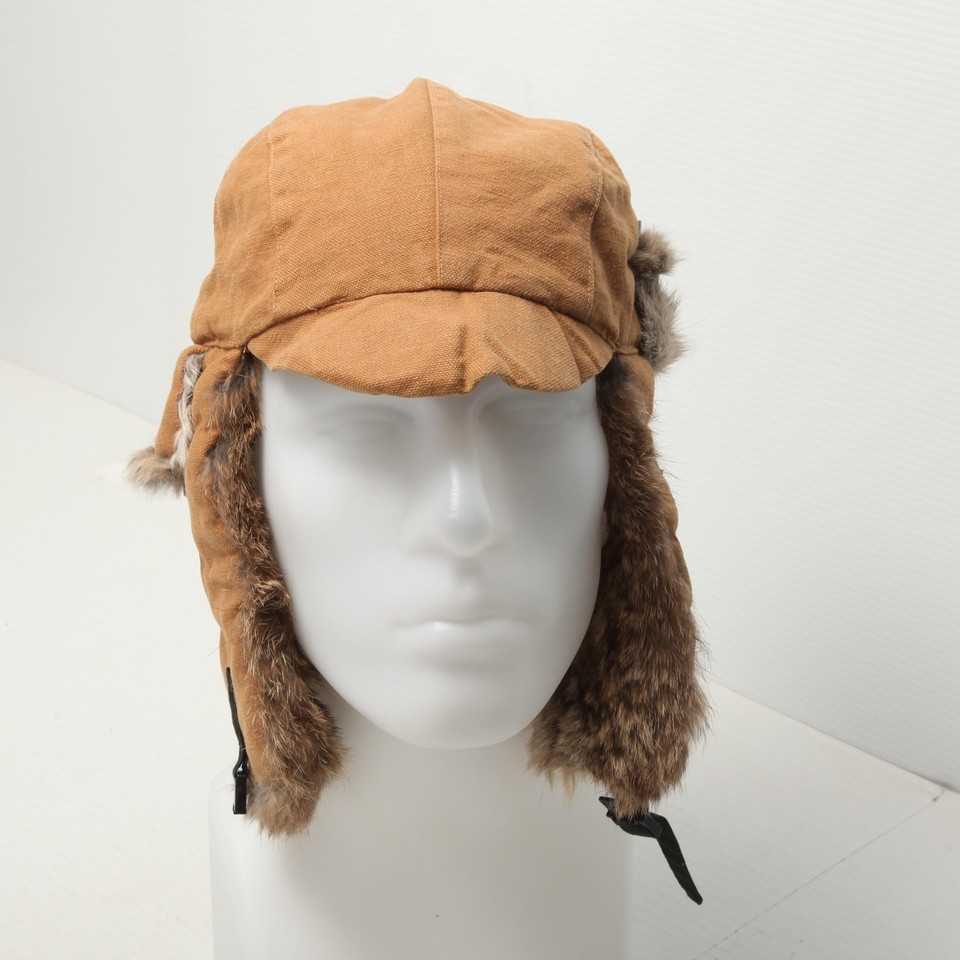 Mad Bomber Hat Trapper Fitted Mens XL Brown Rabbit Fur Ear Flap Aviator ...