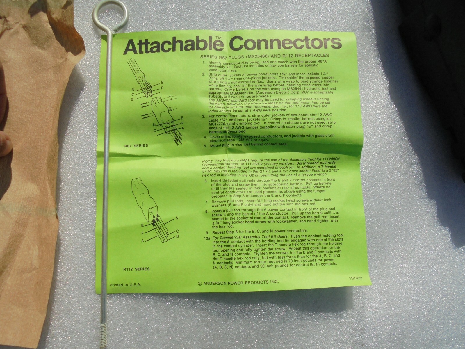 Anderson Connector Plug Elec. MS25486-30 P/N R67G5B | eBay