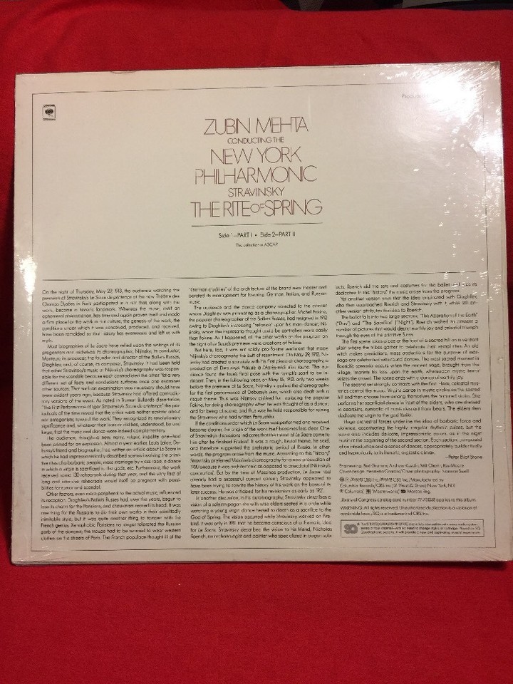 ZUBIN MEHTA: NEW YORK PHILHARMONIC - THE RITE OF SPRING - Brand New ...
