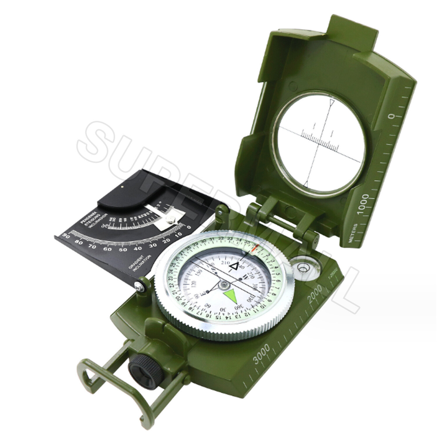 Military Metal Sighting Compass Outdoor Army Clinometer Hiking Gear ...
