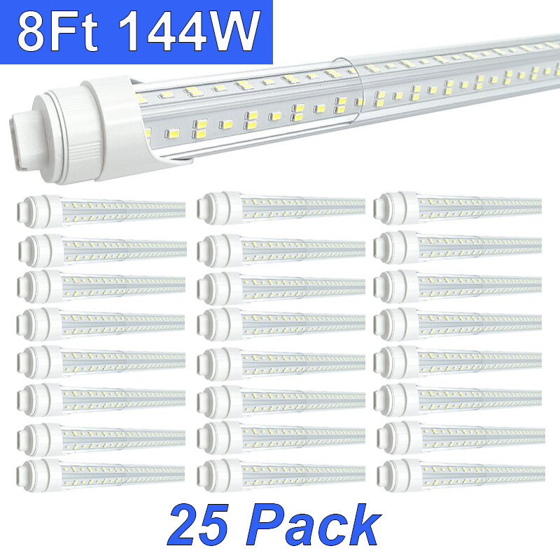 25 Pack T8 8Ft Double End Led Shop Light 144W 6500K HO R17D Led Tube ...