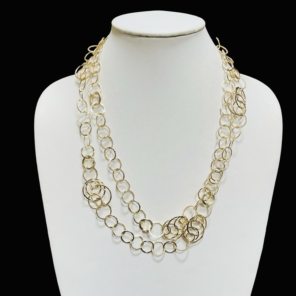 Joya HSN Gold Plated Necklace Belt Golden Circular Chain Link Long 47 ...