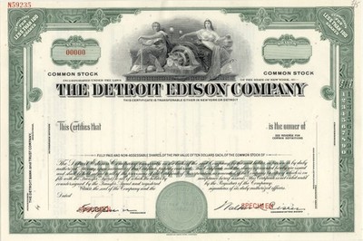 The Detroit Edison Company. Stock Certificate. | eBay