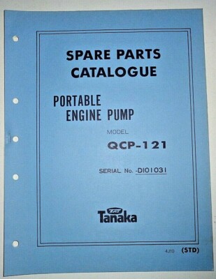Tanaka QCP-121 Portable Engine Pump Parts Manual Catalog Book OEM ...