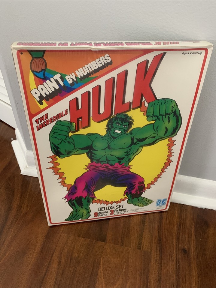 PAINT BY NUMBERS THE INCREDIBLE HULK DELUXE SET SEALED BOX HASBRO 1978 ...
