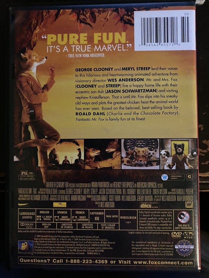 Fantastic Mr. Fox (DVD, 2009) George Clooney & Meryl Streep Movie ...