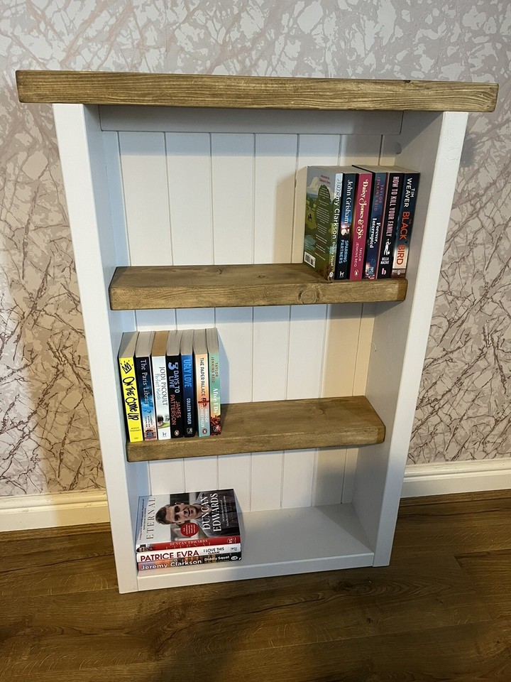 Chunky Solid Wooden Bookcase Shelf Unit Bespoke | eBay UK